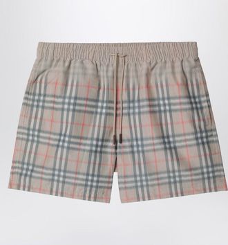 Burberry Beige swim shorts with faded Check pattern