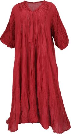 Guru Shop Boho Maxikleid, Luftiges Langes Sommerkleid F&uuml;r Starke Frauen im Crash Look - Rot, Damen, Baumwolle