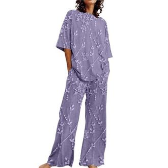 Generic Surv&ecirc;tement deux pi&egrave;ces en velours pour femme - Pantalon &agrave; jambes larges - Haut court &agrave; manches longues - Ensembles assortis - Tenues de voyage - Cara