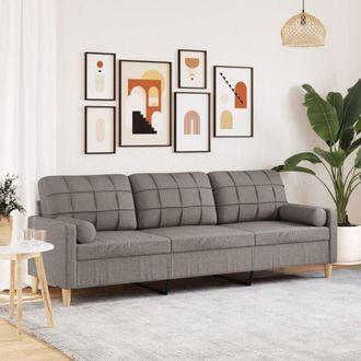 vidaXL Sofa 3-Sitzer mit Zierkissen Taupe 210 cm Stoff - Vidaxl