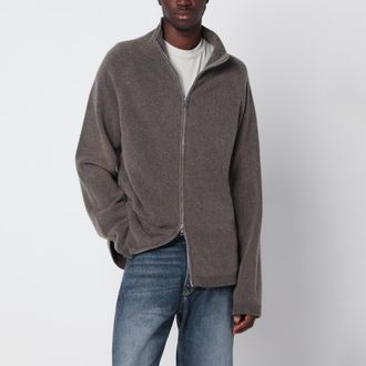 Our Legacy Brown Line Zip Cardigan aus Merinowolle