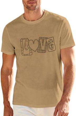 Generic Chemises de Saint-Valentin pour couples, coeur damour | T-shirts graphiques &agrave; manches courtes et col rond en coton pour hommes, hauts tendance, pour l