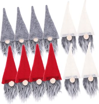 BESTONZON 12-teiliges Weihnachtsm&uuml;tze-Weinflaschen-Set, Mini Weihnachtsm&uuml;tzen f&uuml;r Weinflaschen, Filz Weihnachtsmann H&uuml;te, perfekte Tischdeko und Geschenkverpack