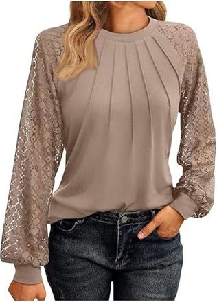 Generic Blouse Femme Chic Et Élégant,Haut,Pull Femme Chic Et Elegant,Ensemble Manche Longue Dentelle,Tee Shirt Grande Taille,Tunique Cérémonie De Mariage Top 