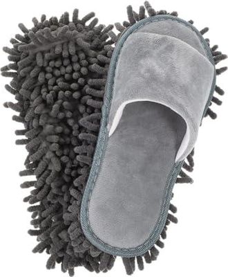 IFUNDOM Pantoufles Mop Unisex &agrave; Ouverture Orteil Respirantes Souliers Lavables Homme Femme pour Nettoyage Sol et Usage Quotidien Grises