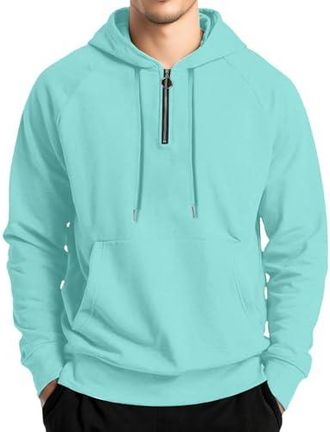 Generic Sweat &agrave; capuche l&eacute;ger uni pour homme 2026 printemps 2026 avec fermeture &eacute;clair quart et manches longues et mode avec v&ecirc;tements pour entra&icirc;nement int&eacute;r