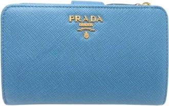 Prada Portefeuille bi-pli Saffiano Pre-owned - Femme - Pre-owned - Bleu - Taille: ONE Size