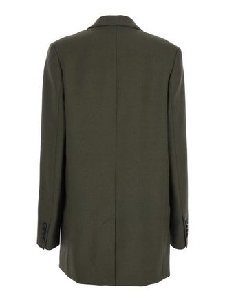 Toteme Womens Green Double-Breasted Wool Blend Jacket Blazers