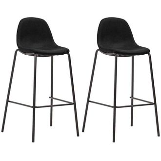 vidaXL Lot de 2 Tabourets de bar Tabourets Hauts - Chaises Fauteuil de bar noir tissu vidaXL