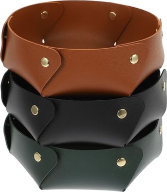 Aboofan 3 St&uuml;ck Teiliges Leder Aufbewahrungstablett Dreieckiges M&uuml;nz Schl&uuml;ssel tablett f&uuml;r Schreibtisch und Wohnbereich Multifunktional Leicht Kratzfest Geeig