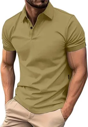 Generic Chemise imprim&eacute;e d&eacute;contract&eacute;e pour homme - Mode Ice Silk Revers Manches courtes T-shirt d&eacute;t&eacute; Poche Chemise de nuit, kaki, 3XL