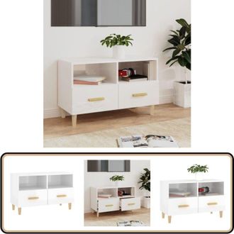 vidaXL Vidaxl - Meuble tv Blanc brillant 80x36x50 cm Bois dingénierie - Meubles Tv - Meuble Tv - Support Tv - Unité Tv - Meuble Design