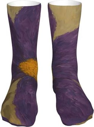 Generic Pétale De Fleur Vintage Violet Chaussettes Confortable Crew Socks Doux Chaussettes Rigolotes Pour Travail Entraînements Trekking 40Cm
