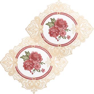 BESPORTBLE Vintage Spitzen Tischsets Aus Milchseide Ovale Bestickte Untersetzer F&uuml;r Zuhause Dekorative Platzsets Mit Floralem Design Waschbar Und Staubgesch&uuml;tzt 