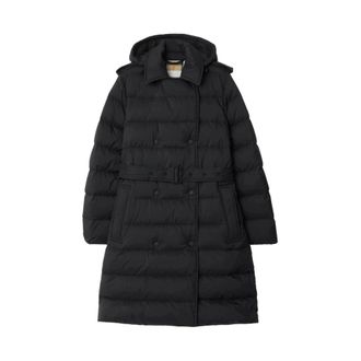 Burberry Femme, Manteaux, Noir, Taille: 42 FR Manteau noir à double boutonnage avec capuche amovible