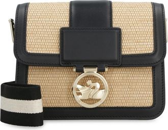Longchamp Femme, Sacs, Beige, Taille: ONE Size Sac bandouli&egrave;re en rafia avec finitions en cuir