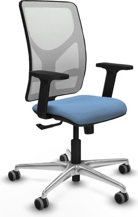 Piqueras y Crespo B&uuml;rostuhl mit 2D-Armlehnen, h&ouml;henverstellbare Lendenwirbelst&uuml;tze, ausgestattet mit 3 Positionen und Schneideschaum, Wei&szlig;/Himmelblau