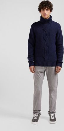 Eden Park Pull Col Roul&eacute; En Laine Vierge Et Polyamide Recycl&eacute; Bleu Marine Coupe Regular