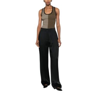 Stella McCartney Femme, Pantalons, Noir, Taille: 38 FR Pantalon Large Pliss&eacute;