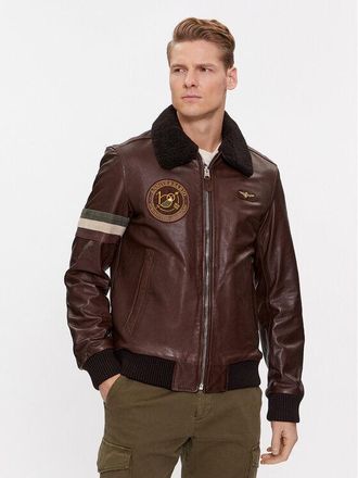 Aeronautica Aeronautica Militare Lederjacke 232PN933PL147 Braun Regular Fit
