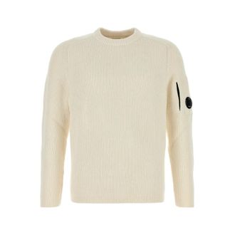 C.P. Company C.p. Company, Homme, Pulls, Blanc, Taille: L Pull Blanc &agrave; Col Rond en Maille