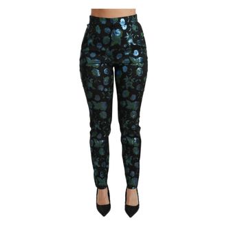 Dolce & Gabbana Blumige High-Waist-Skinny-Hose - - Trousers - Damen - Schwarzk - S