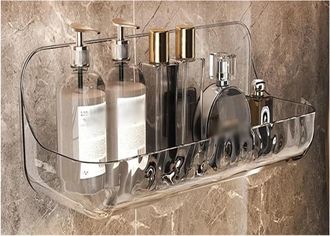 Generic Acryli Badezimmerregal ohne Bohren, Organizer, Duschregal, Waschtisch, Kosmetikregal, Wandmontage, Toilettenshampoohalter(Large)
