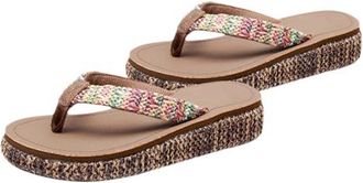 Garneck Sandales à Talon Compensé Femme Été Antidérapantes Respirantes Chaussures Plage Semelle Épaisse Confortables pour Marche et Usage Quotidien Foncé