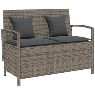 vidaXL Banc de rangement de jardin avec coussin gris r&eacute;sine tress&eacute;e - Vidaxl