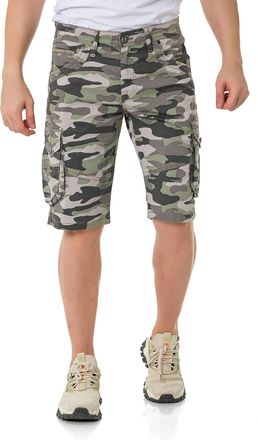 Cipo & Baxx Herren Shorts Camouflage Tarnmuster Cargo Gestreift Bermuda Kurze Hose CK286 Camouflage W42