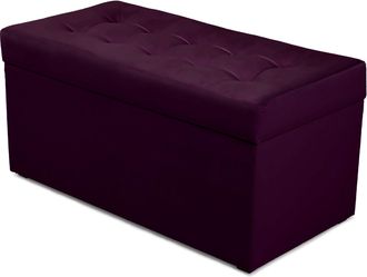 MG Design Polsterhocker 45 x 90 cm Dunkelviolett mit großem Stauraum (ca. 100 L), bis 300 kg belastbar, weich mit dezentem Schimmer, pflegeleicht - Wohnbereich,