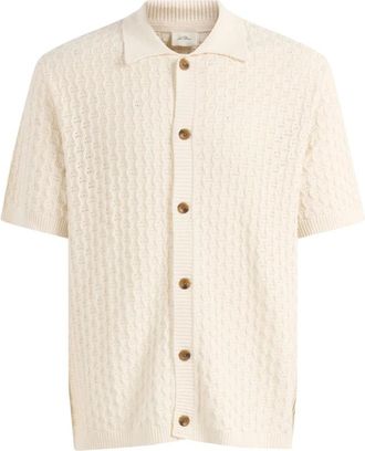 Les Deux Homme, Chemises, Beige, Taille: S Gesspertus SS Knitted Shirt