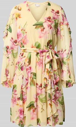 Vera Mont Knielanges Cocktailkleid mit Chiffons und Bindeg&uuml;rtel