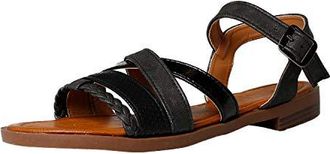 Fitters Footwear Dames Sandale Lara Similicuir Sandale à Boucles et lanières nattées (45 EU, Noires)