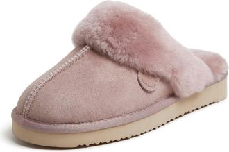 Dearfoams Damen Fireside Sydney Shearling Pelz Slipper für Drinnen und Draußen Breiten Hausschuh, rosa-Dusty pink, 36.5 EU