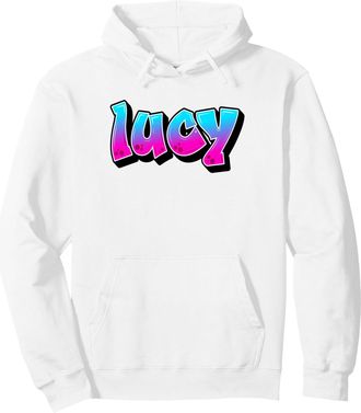 BDAZ Lucy Graffiti Personalisierter Name Blau Rosa Frauen M&auml;dchen Pullover Hoodie