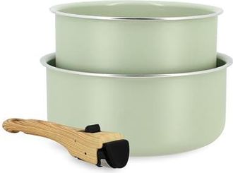 Menastyl Cuisson Lot de 2 Casseroles Amovibles Empilables 16 et 18 cm - Tous Feux Dont Induction - Rev&ecirc;tement C&eacute;ramique Antiadh&eacute;sif sans PFAS - Gamme Colorama - Couleu