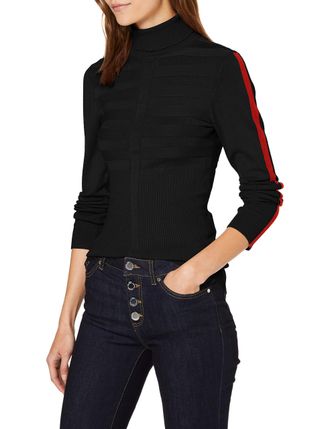 Morgan 182-mentoi.n Damenpullover, Schwarz/Rot, Gr&ouml;&szlig;e M