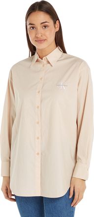 Calvin Klein Jeans Damen Loose MONOLOGO Shirt J20J221866 Gewebte Oberteile, Beige (Putty Beige), XS