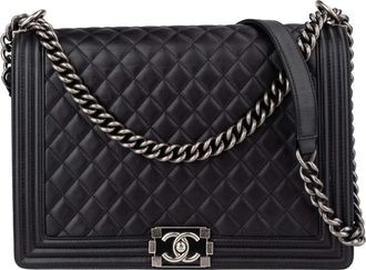 Chanel Crossbody Bags - Chanel Quilted Lambskin Large Boy Single Flap Cros - Gr. unisize - in Bunt - f&uuml;r Damen