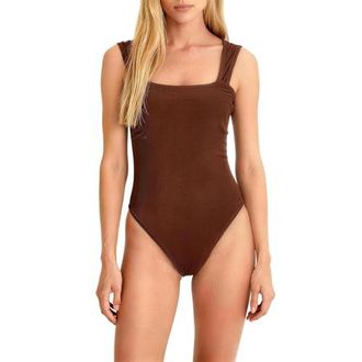Alexis Leroy Body Femme Sans Manches D&eacute;coupe Carr&eacute;e Formant Sculpteur pour Tenues Quotidiennes Marron XL