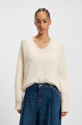 HUGO BOSS Strickpullover Fondyssa Premium Damenmode im Relaxed Fit, V-Ausschnitt