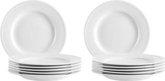 M&auml;ser Serie Arlona, Dessertteller Set f&uuml;r 6 Personen aus hochwertigem Porzellan, kleine Keramik Teller, zeitlos. Elegant, Porzellan, wei&szlig; (Packung mit 2)