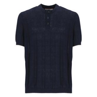 Brunello Cucinelli Homme, Tops, Bleu, Taille: XL Ribbed Henley Top