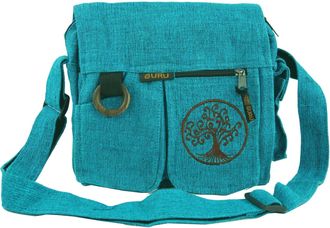 Guru Shop Ethno Schultertasche Tree of Life - Türkis, Unisex - Erwachsene, Baumwolle, 25x25x15 cm