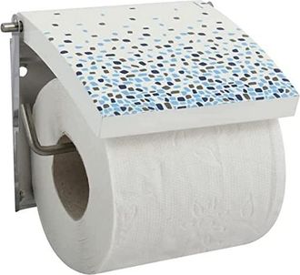 MSV Toilettenpapierhalter aus MDF, mit Rollen, Blau, 13 x 15 x 11,5 cm