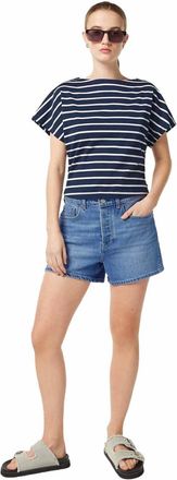 Scotch & Soda Damen Slash Neck Jersey Top, Midnight Blue/Soft Ice, S EU