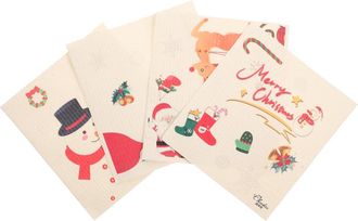 Pretyzoom 4 St&uuml;ck Weihnachts-geschirrt&uuml;cher Weihnachtshandt&uuml;cher K&uuml;chentuch Weihnachten Tischdeko