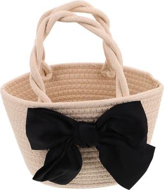 Garneck Sac à Bandoulière Tissé Colorblock Coton pour Femme avec Grand Espace et Noeud Élégant Sac Main Multifonction pour Usage Quotidien et Voyage