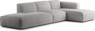 Studio Copenhagen home24 Ecksofa mit Chaiselongue Grau Teddy-Bouclé Stoff Bony 290 x 71 x 173cm Longchair davorstehend rechts Modern